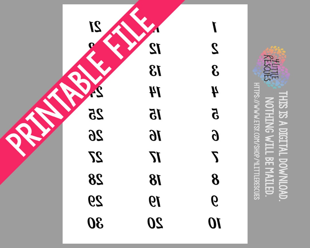 Printable: Forward AND Reverse/mirror Image Labels Tags Numbers 1-500 ...