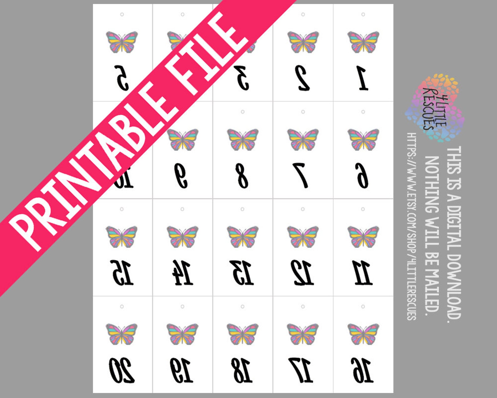 Printable: LLR Butterfly Facebook Live Sale Reverse & Forward Numbers 1 ...