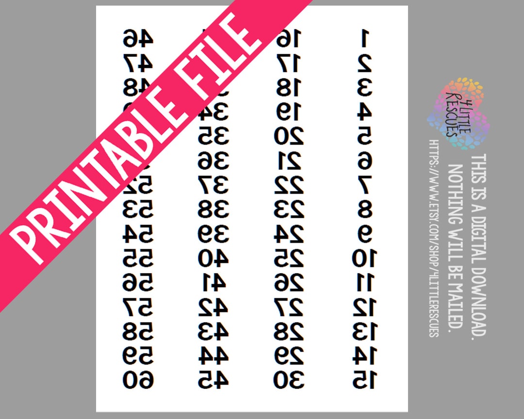 Forward AND Reverse Mirror Image Labels Tags Numbers 1-1020 | Leggings ...