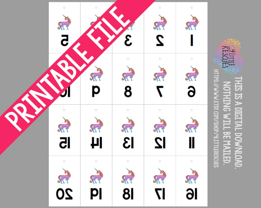 Printable: LLR Unicorn Facebook Live Sale Reverse & Forward Numbers 1 ...