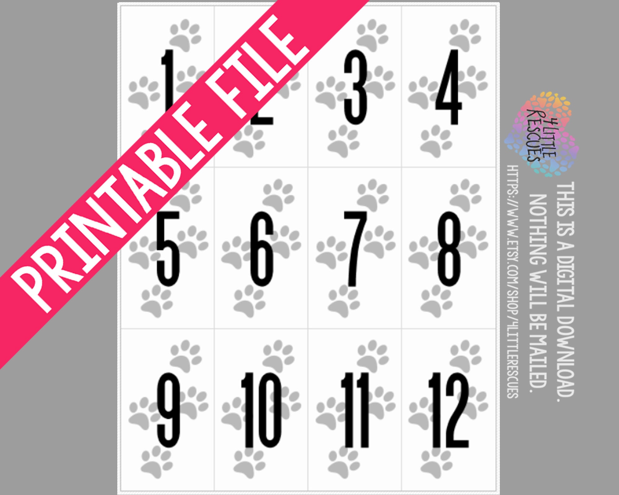 Printable: Dog Paw Prints Forward Reverse Live Sale Facebook Numbers 1 ...