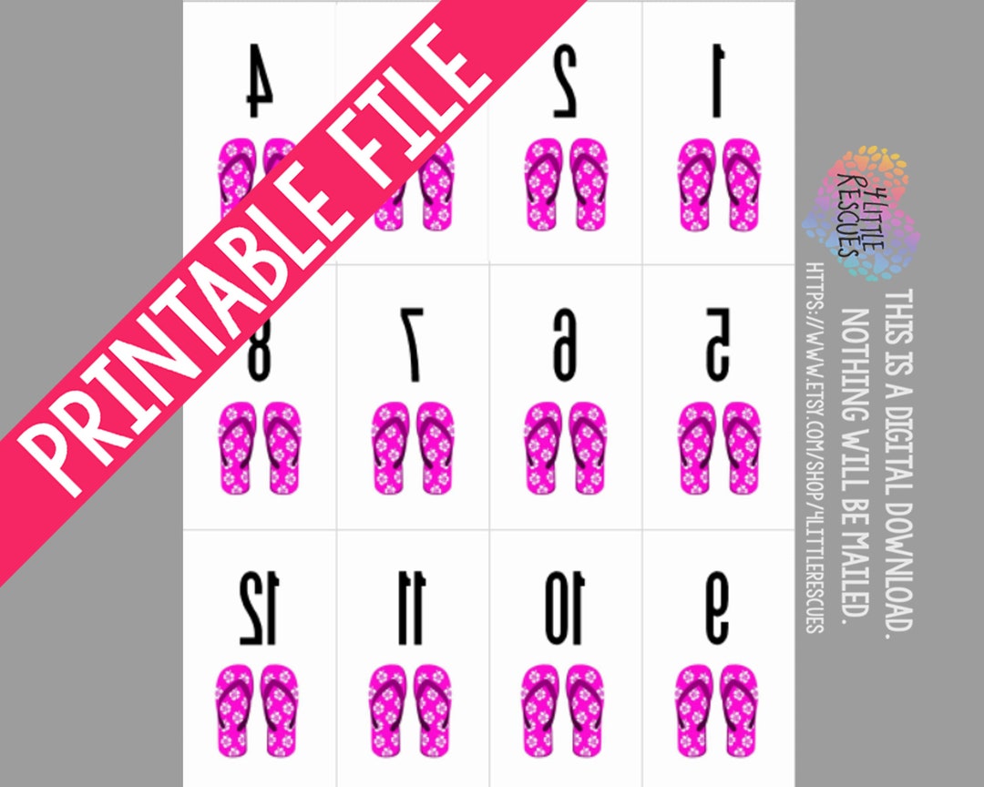 Printable: Flip Flops Forward Reverse Live Sale Facebook Numbers 1-600 ...