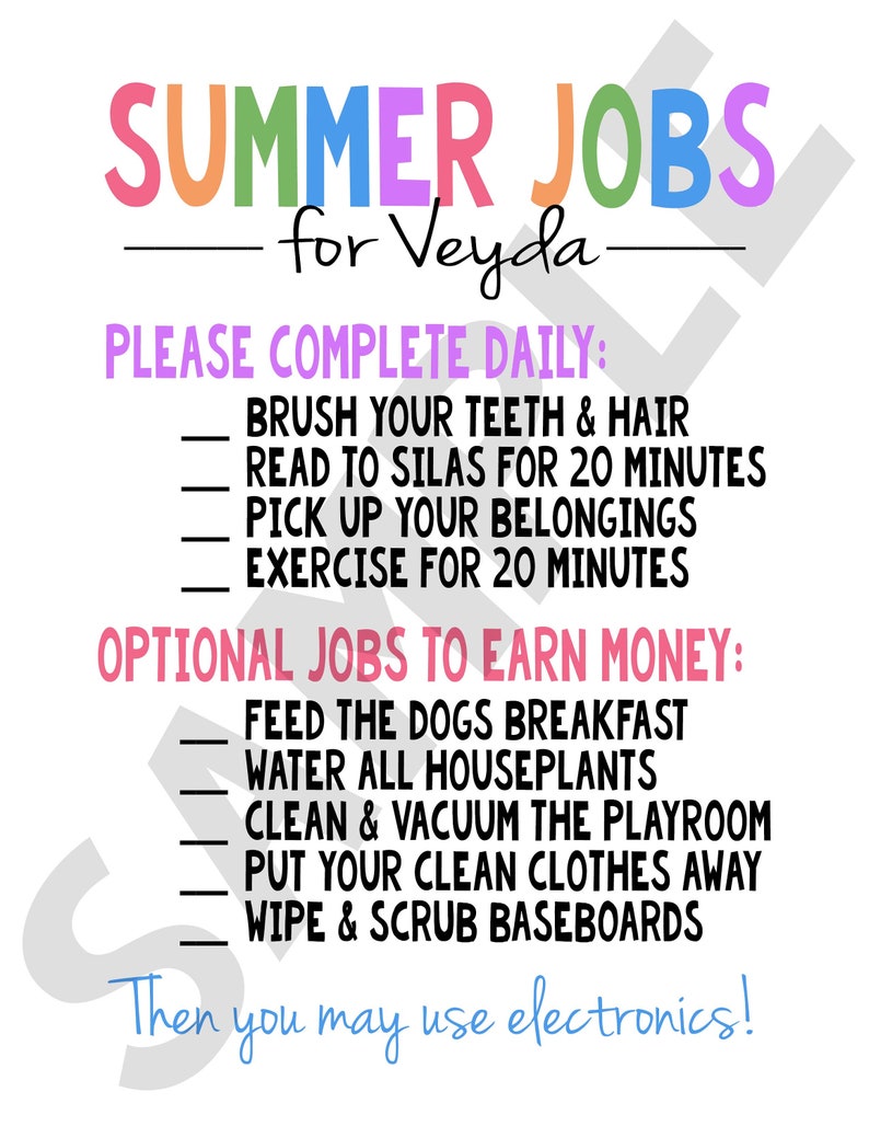 Printable File Summer Jobs For Kids Custom Chore Chart Etsy printable-file-summer-jobs-for-kids-custom-chore-chart-etsy