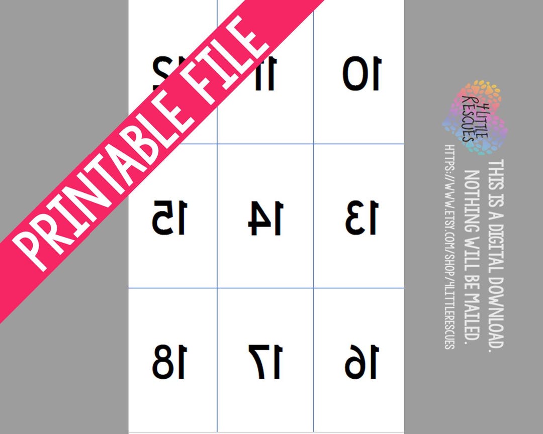 Printable: A3 XL Forward & Reverse Live Sale Facebook Numbers, 1-315 ...