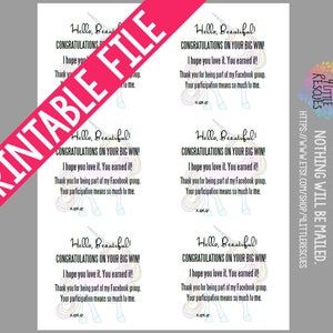 Printable Alibi Cards Addicts Disguise Congrats on Free Item Hide ...