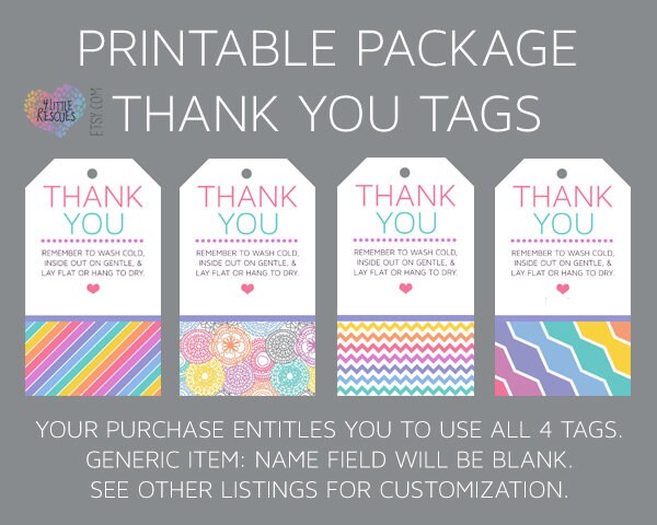 Blank LLR Printable Package Tags Not Customized Receive 4 JPEG Designs ...
