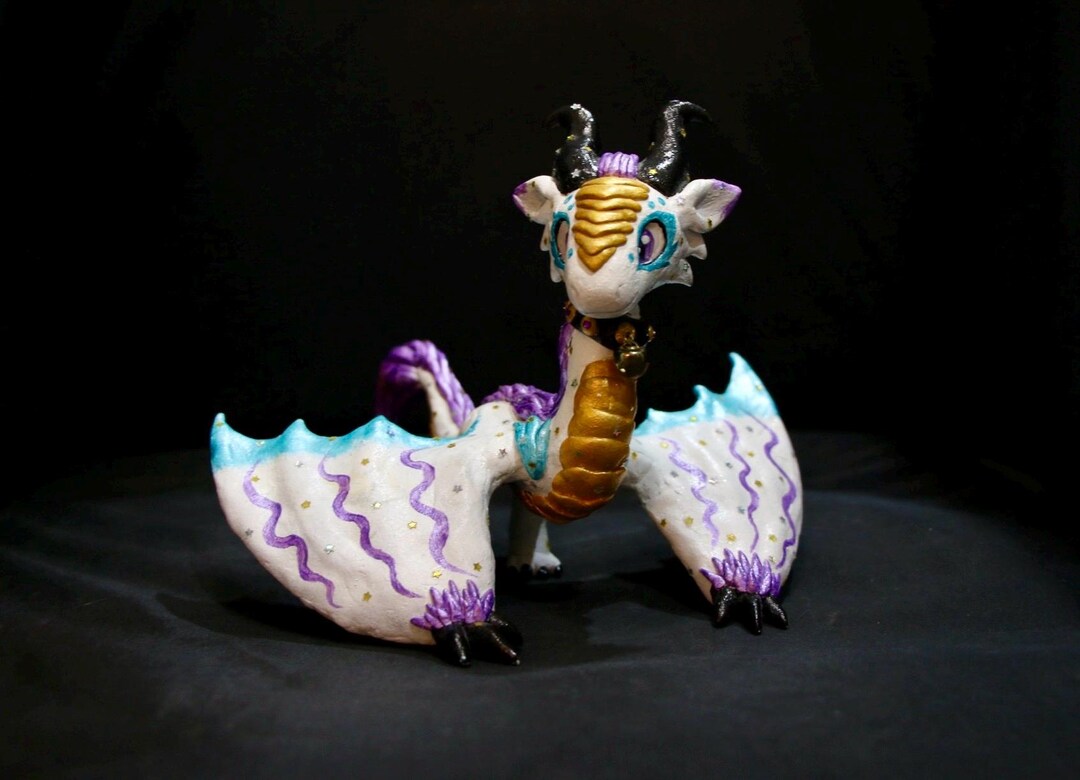 Custom LPS Dragon – White With Black Horns & Gold Scales - Etsy