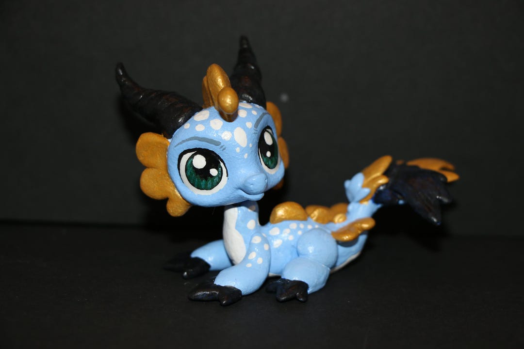 Blue and Gold Custom Hand-painted Unique LPS – "sea Dragon" - Etsy