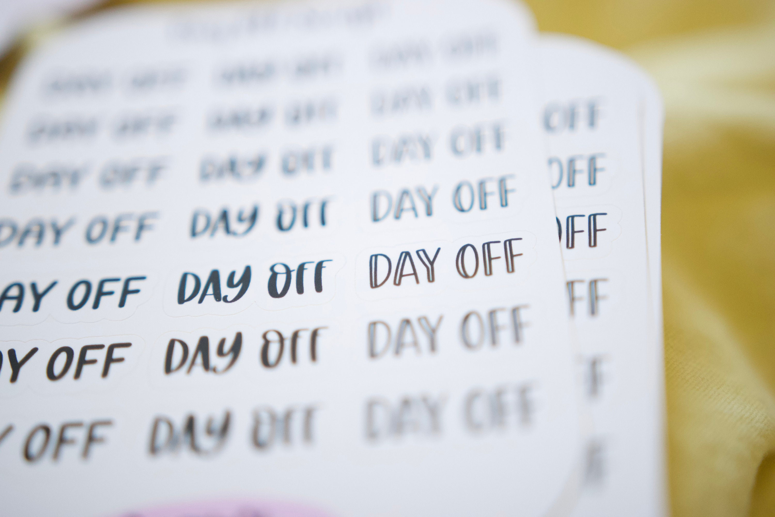 Day off Script Sticker Sheet - Etsy