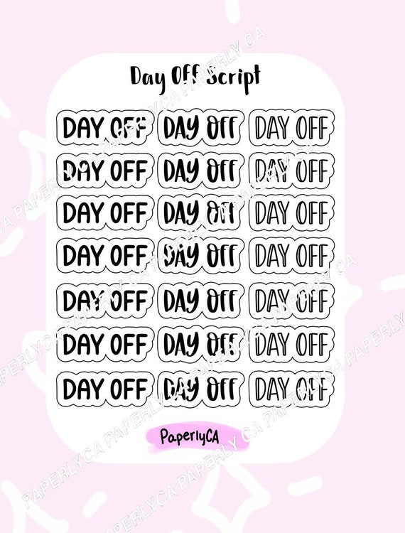 Day off Script Sticker Sheet - Etsy