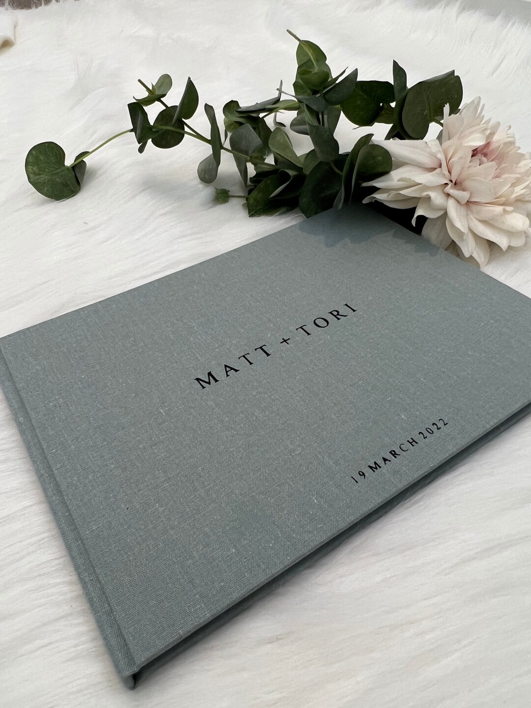D7.2 - Luxe Linen Hard Cover Custom Wedding Guest Book / Custom ...