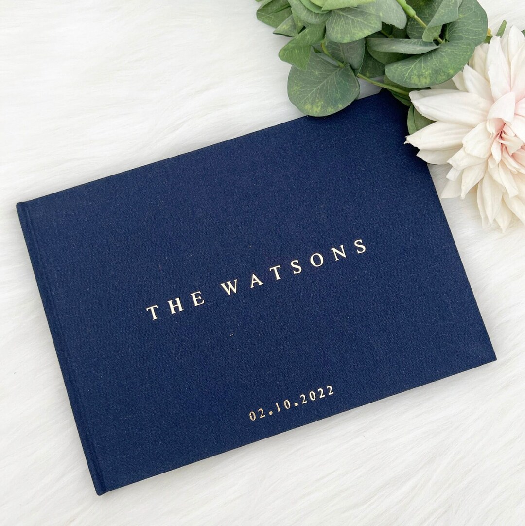 D7.3 - Luxe Linen Hard Cover Custom Wedding Guest Book / Custom ...