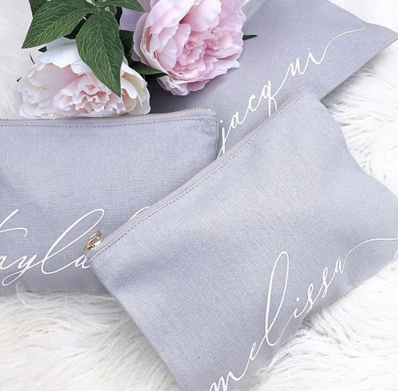 Personalised Canvas Monogram Makeup Bag Cursive Script - Etsy