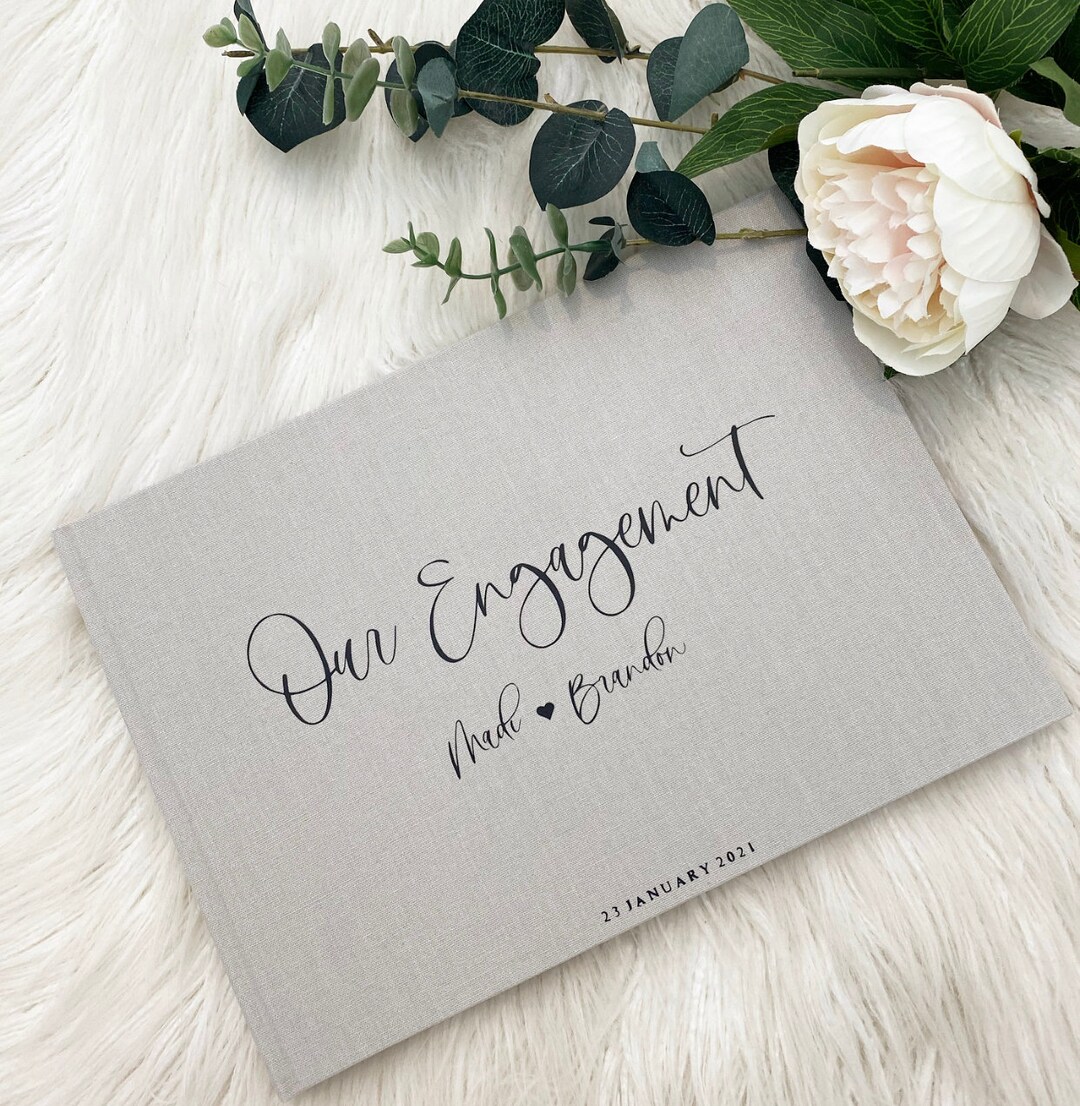 D1.5 - Luxe Linen Hard Cover Custom Initials Wedding Guest Book ...