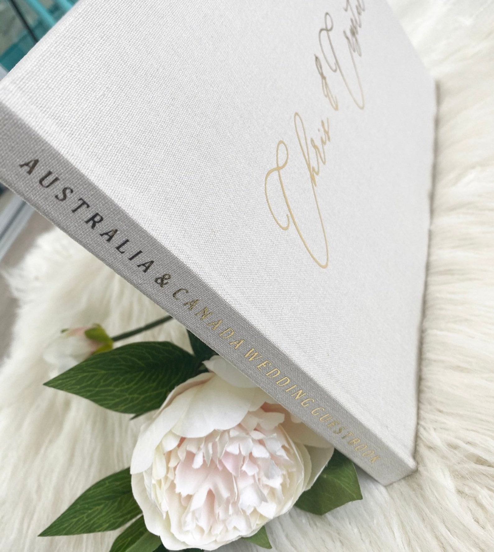D1 Luxe Linen Hard Cover Custom Initials Wedding Guest Book | Etsy