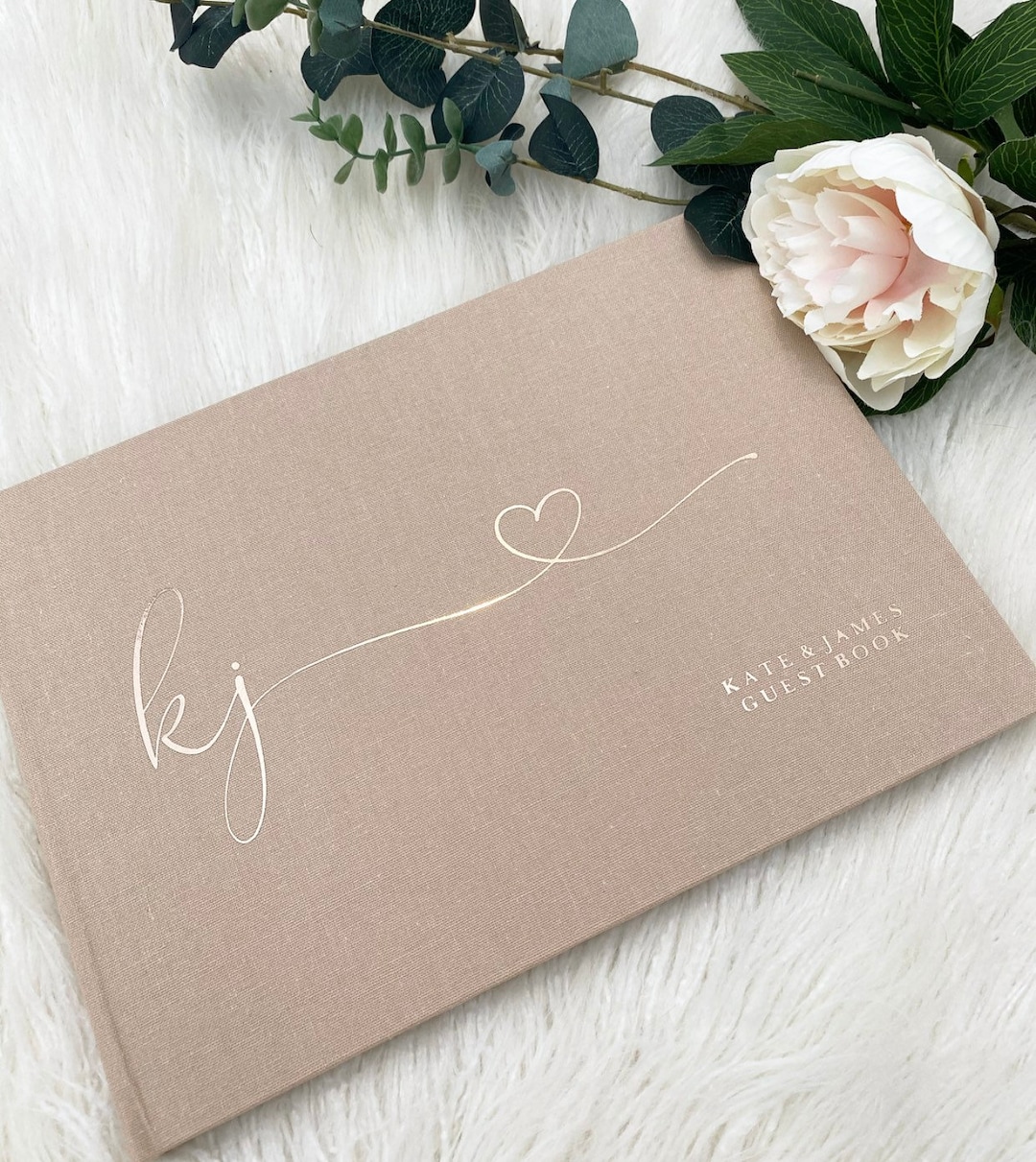 D4 Luxe Linen Hard Cover Custom Wedding Guest Book / Custom Scrapbook ...
