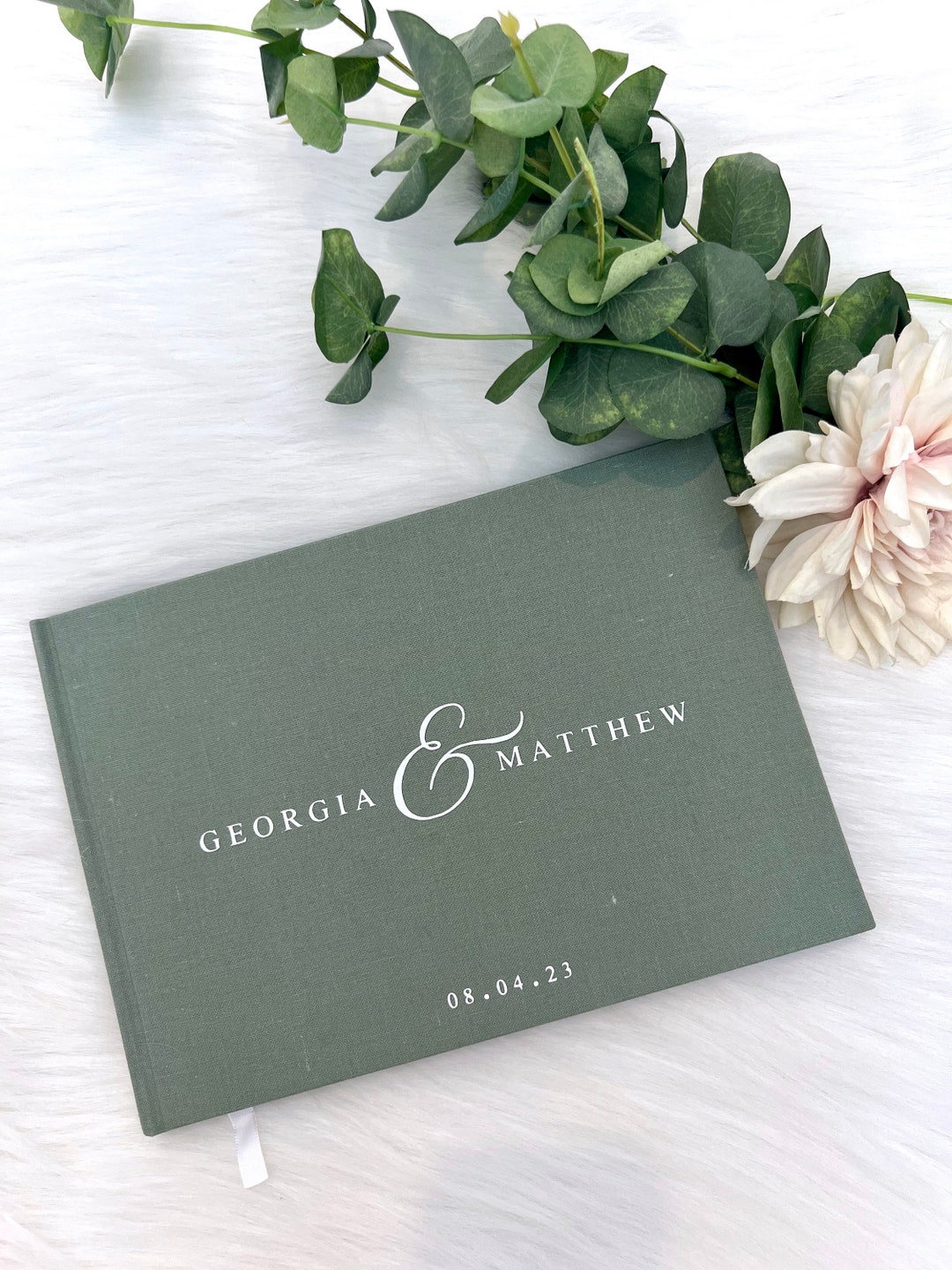 D31 - Luxe Linen Hard Cover Custom Initials Wedding Guest Book /custom ...