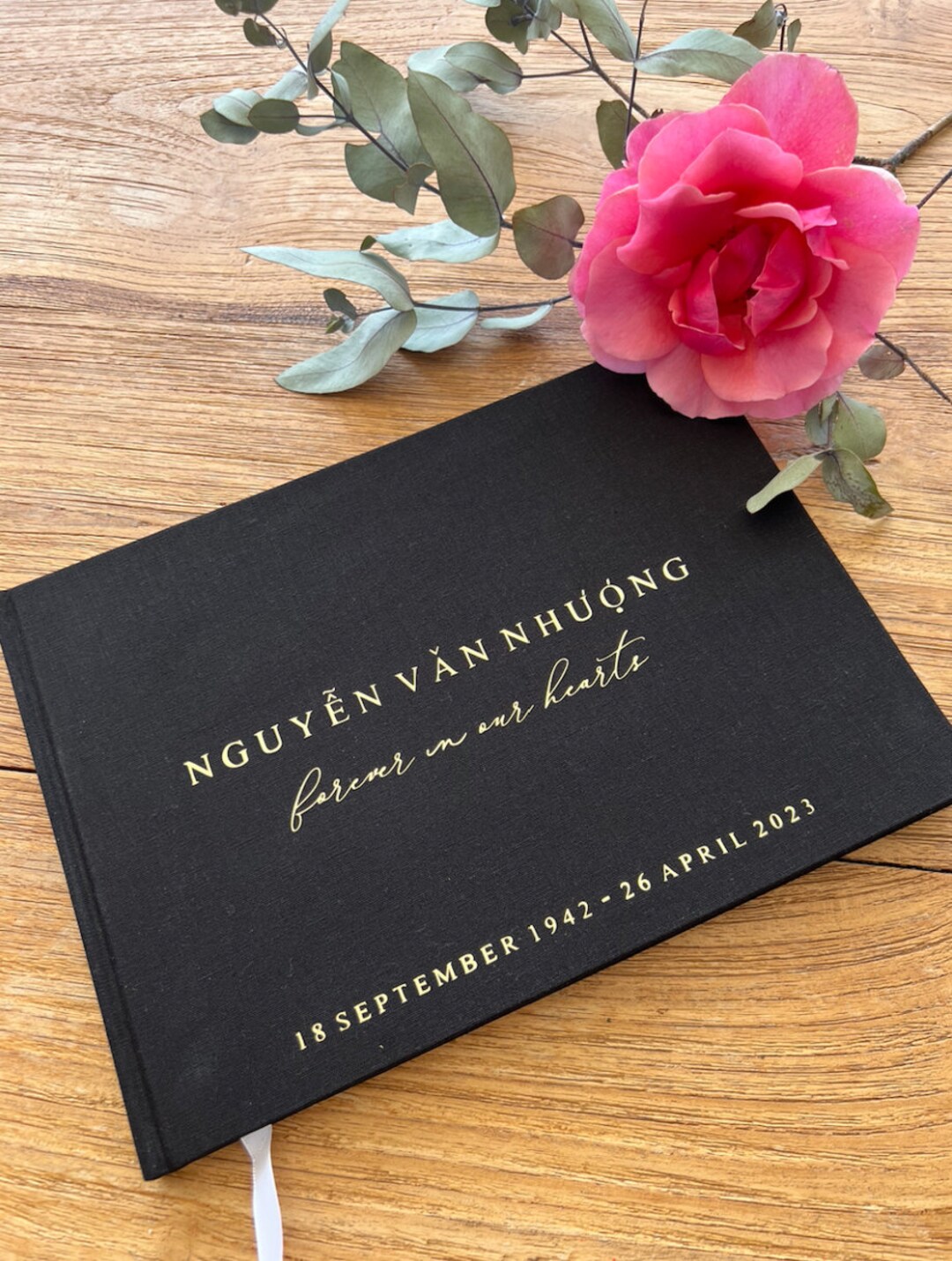 Luxe Memorial Funeral Guestbook Linen Hard Cover/ Custom Scrapbook ...