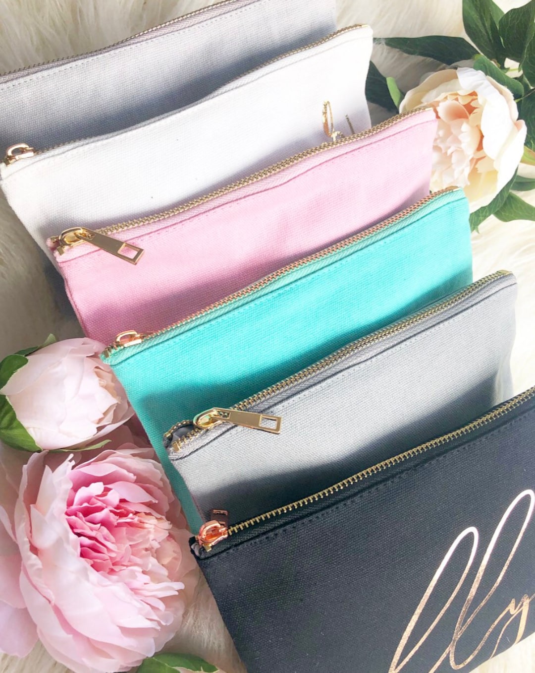 Personalized Monogram Makeup Bag -cursive Script CUSTOM NAME PINK Teal ...