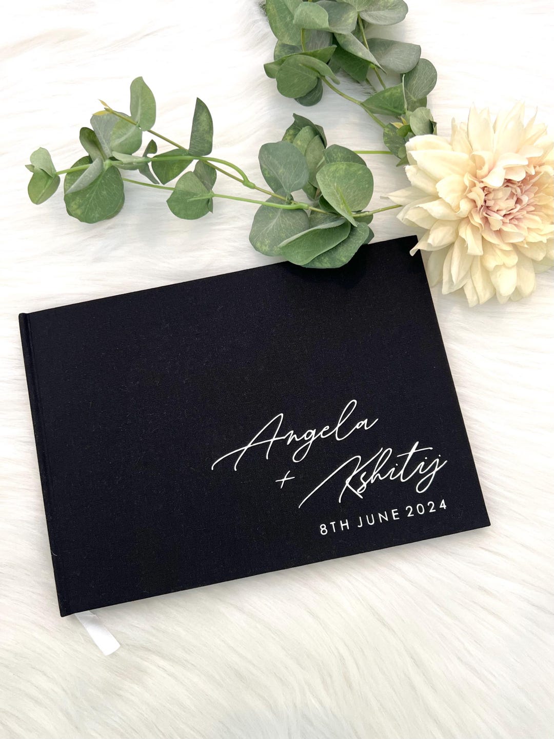 D36 - Luxe Linen Hard Cover Custom Wedding Guest Book / Custom ...