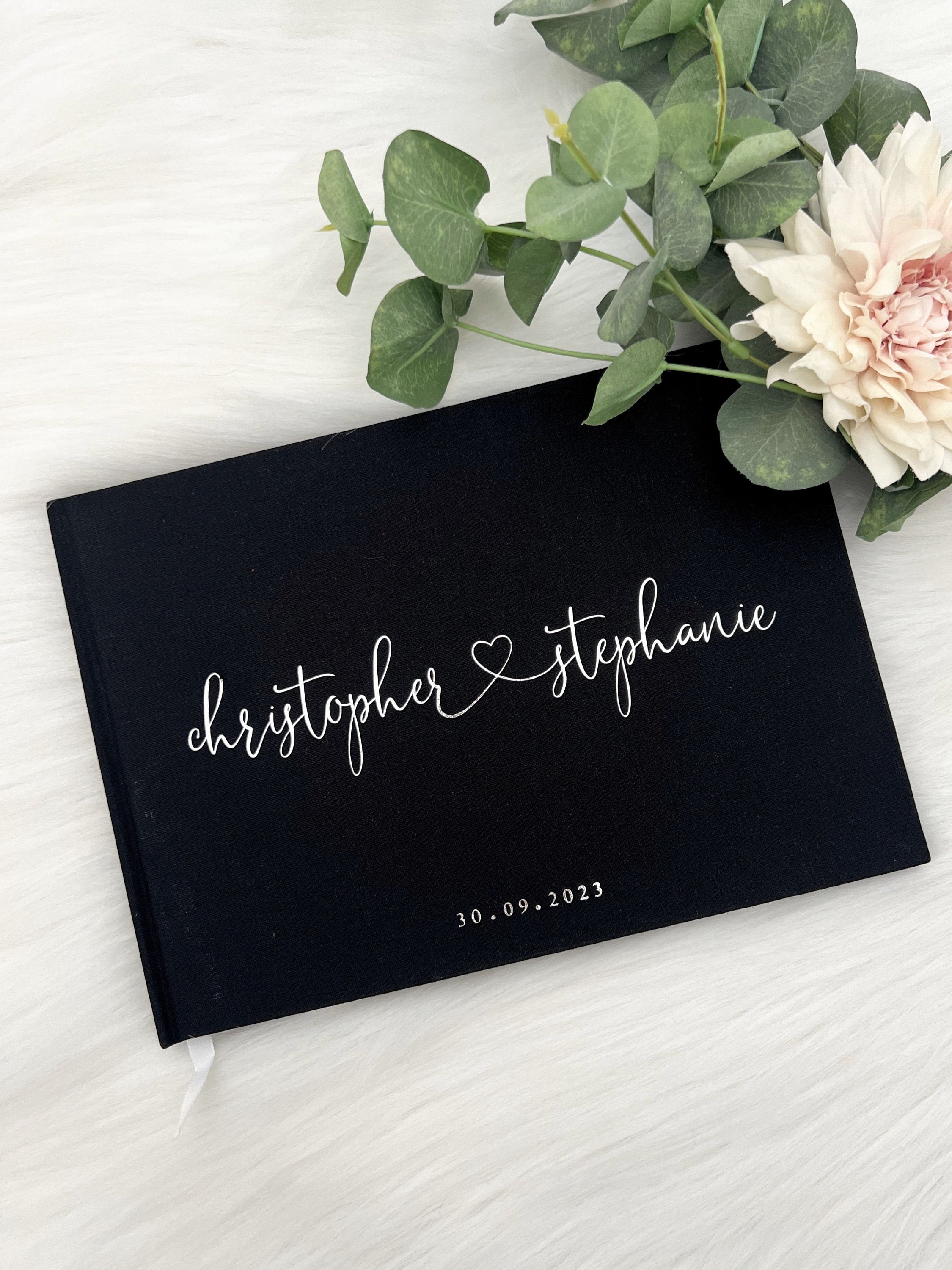 B1 - Luxe Linen Hard Cover Custom Heart Wedding Guest Book / Custom ...