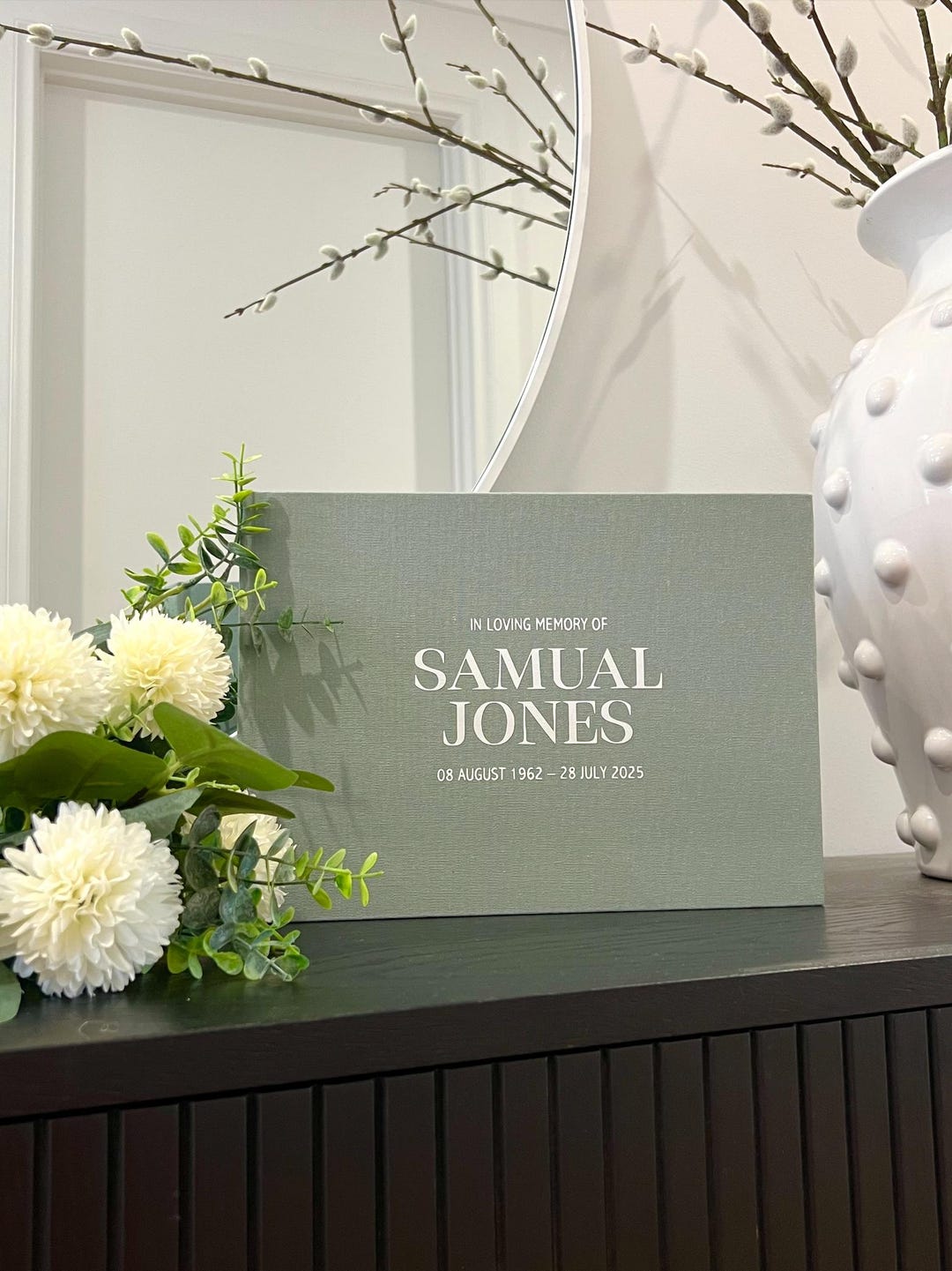 Luxe Memorial Funeral Guestbook Linen Hard Cover/ Custom Scrapbook ...