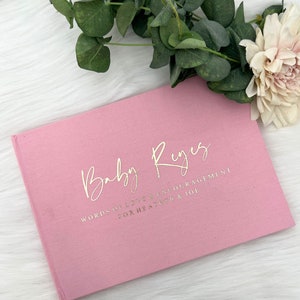 B1 - Custom Luxe Linen Hard Cover Baby Shower / Linen Baby Guest Book ...