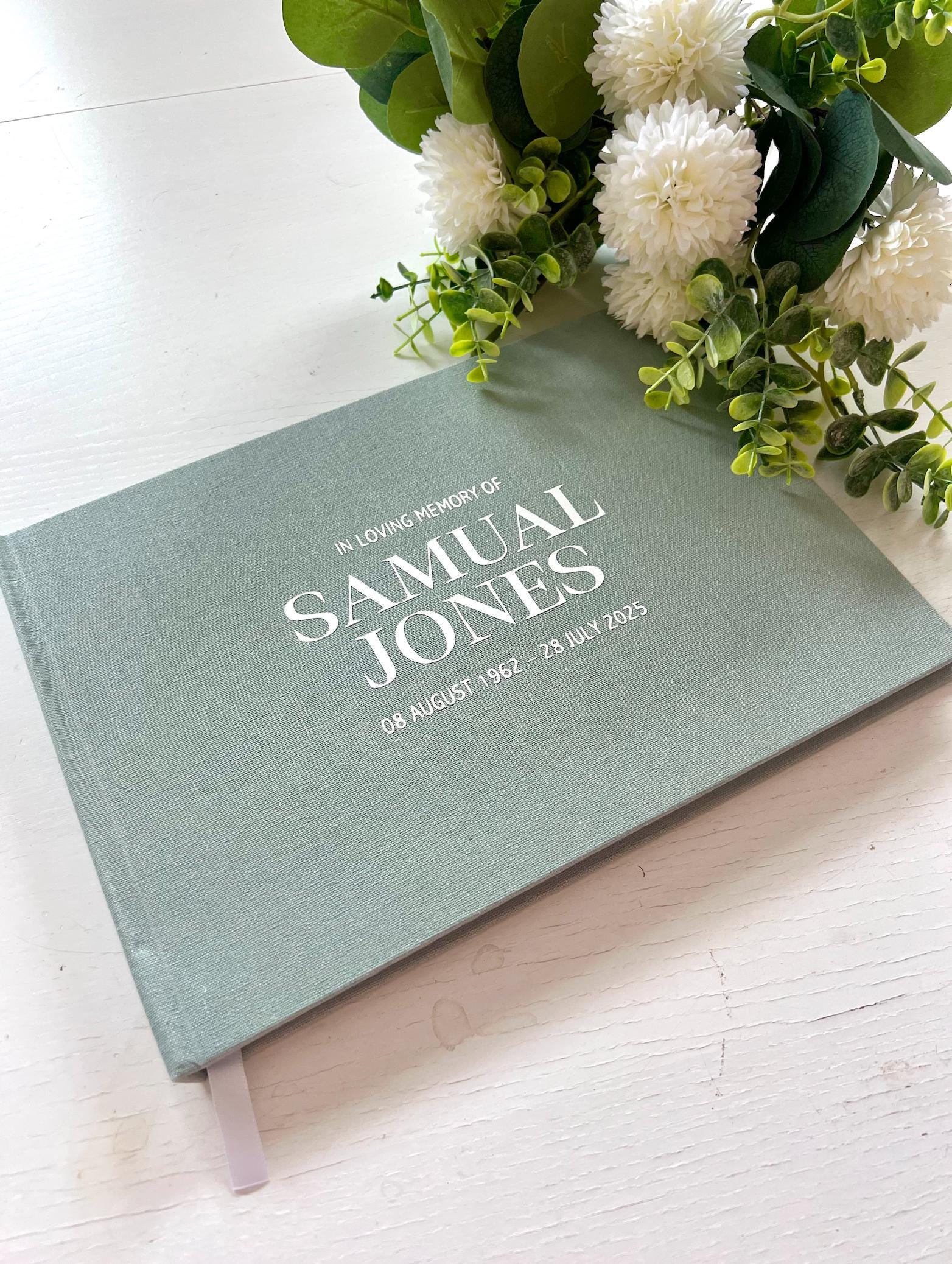 Luxe Memorial Funeral Guestbook Linen Hard Cover/ Custom Scrapbook ...