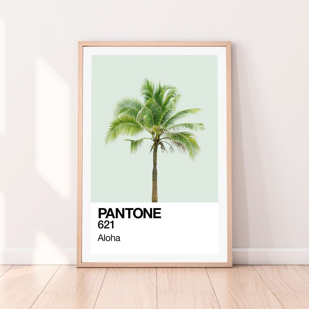 Palm Tree Print Green Pantone Tropical Wall Decor Digital - Etsy