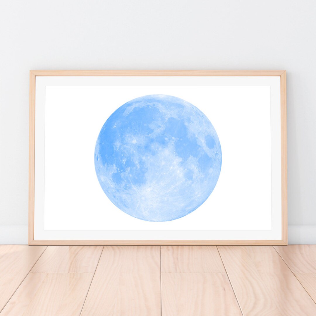 Moon Print, Space Art, Photo, Printable Poster, Blue Wall Decor ...