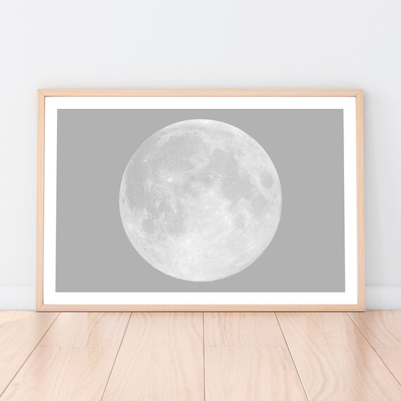 Moon Print Printable Poster Space Art Photo Modern | Etsy