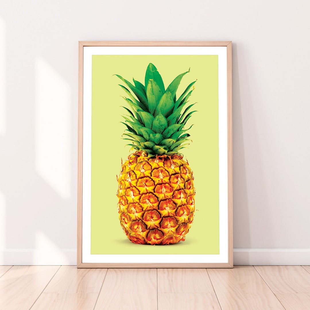 Pineapple Print, Tropical Fruit Wall Art, Printable Poster, Yellow ...
