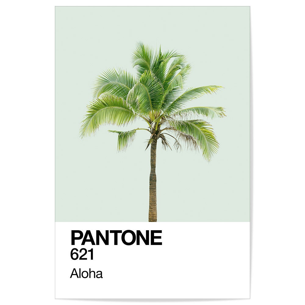 Palm Tree Print, Green, Pantone, Tropical Wall Decor, Digital Download ...