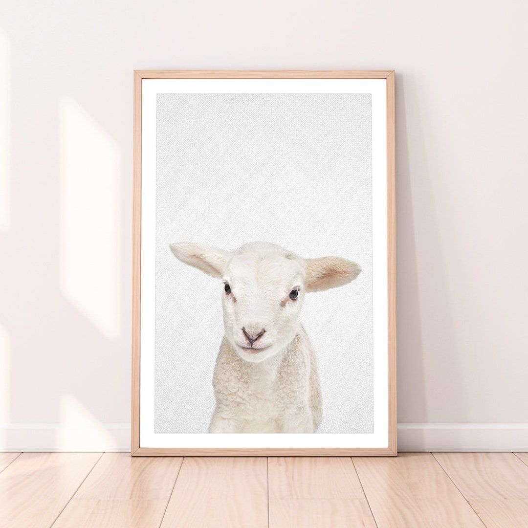 Lamb Print, Nursery Art, Woodlands Animal, Baby Wall Decor, Large ...