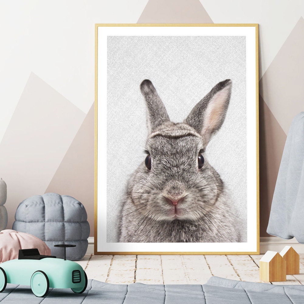Rabbit Wall Decor, Bunny Print, Woodlands Nursery Art, Printable Baby ...