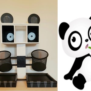 Desk Organizer for Kids (panda Toy) Made From Wood, Office Desk ...