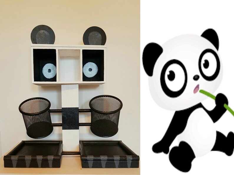 Desk Organizer for Kids (panda Toy) Made From Wood, Office Desk ...