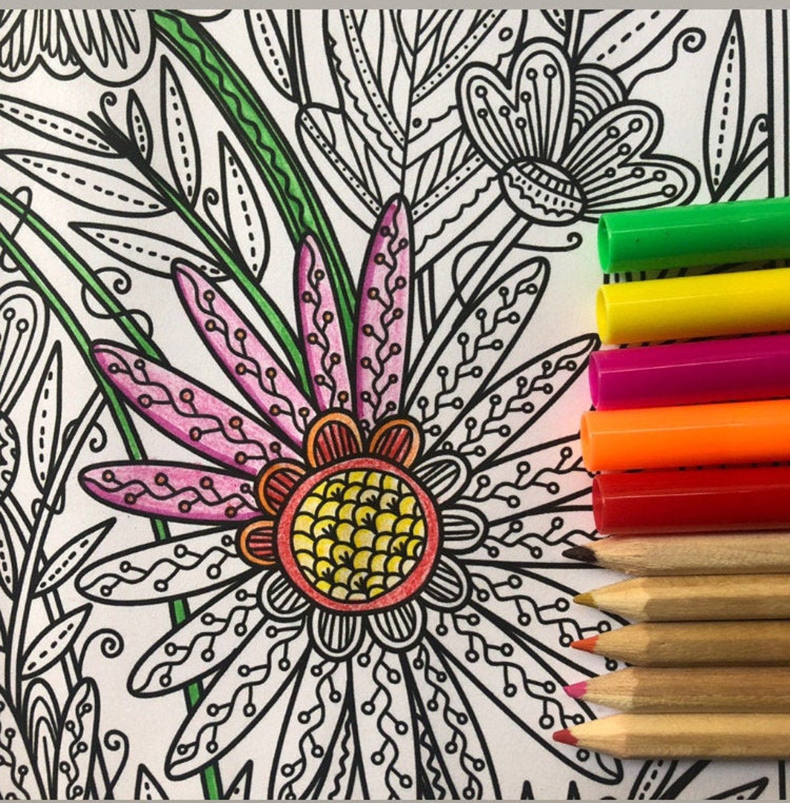 Nature Mindful Colouring PDF Printable Page | Etsy