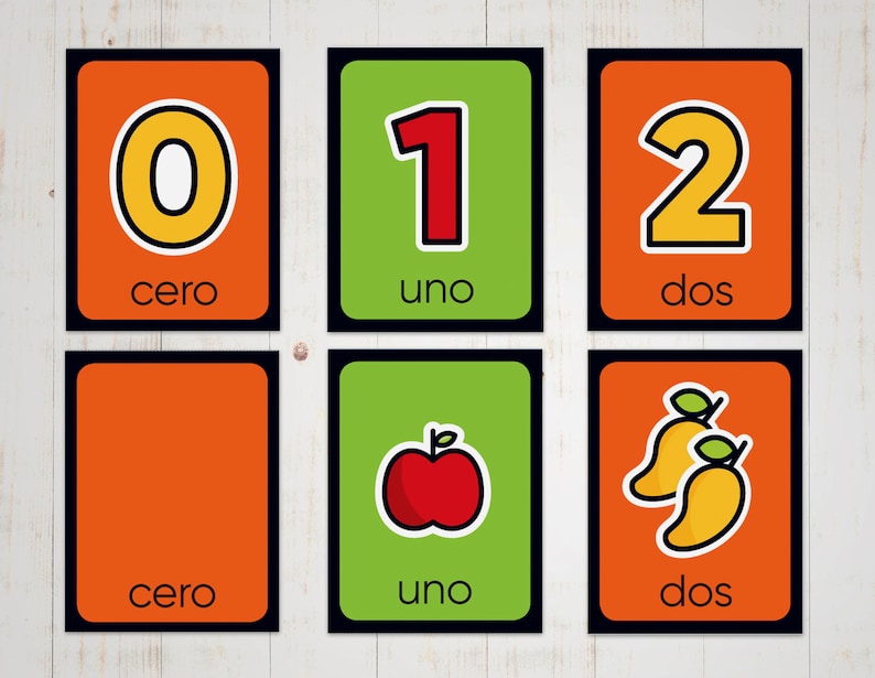 Spanish Flashcards to Learn Numbers 9 to 0 for Kids - Print, Cut and ...