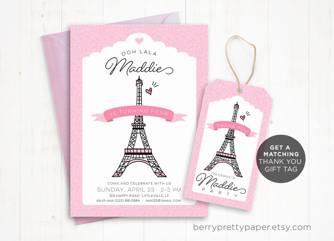 Paris Party Invitations, Paris Theme Party, Paris Birthday Invitation ...