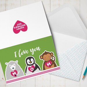 Printable Mothers Day Card - I Love You Card - Kid Card for Mom - Cute ...