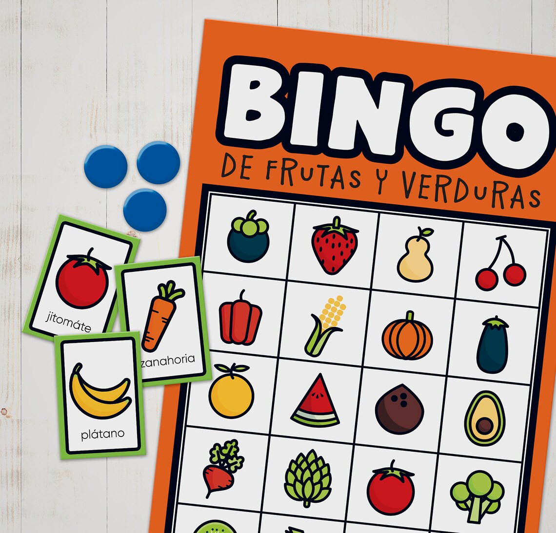 Bingo in Spanish for Kids - Bingo Game to Play and Learn Spanish Fruit ...