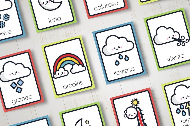 Weather Spanish Flashcards for Kids - Print, Cut and Learn Spanish ...