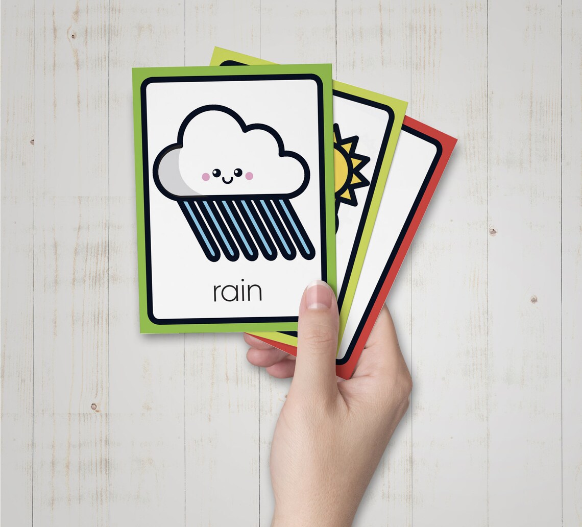 20 Weather Flashcards for Kids / Print, Cut and Learn Weather Flash ...