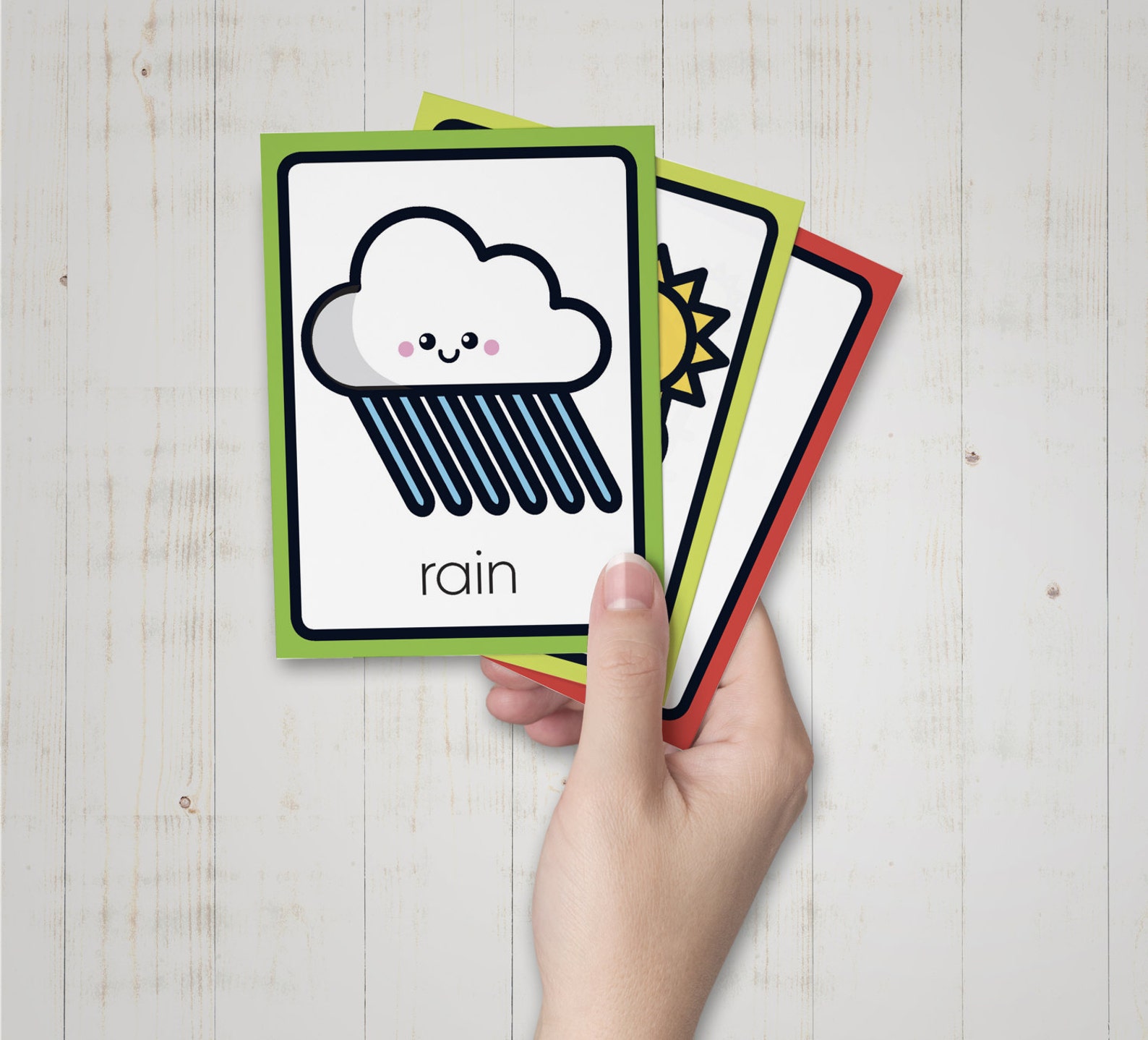 20 Weather Flashcards for Kids / Print, Cut and Learn Weather Flash ...