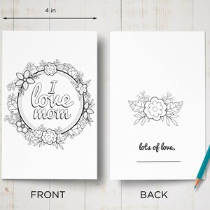 Printable Mothers Day Card, I Love Mom Printable DIY Coloring Card ...