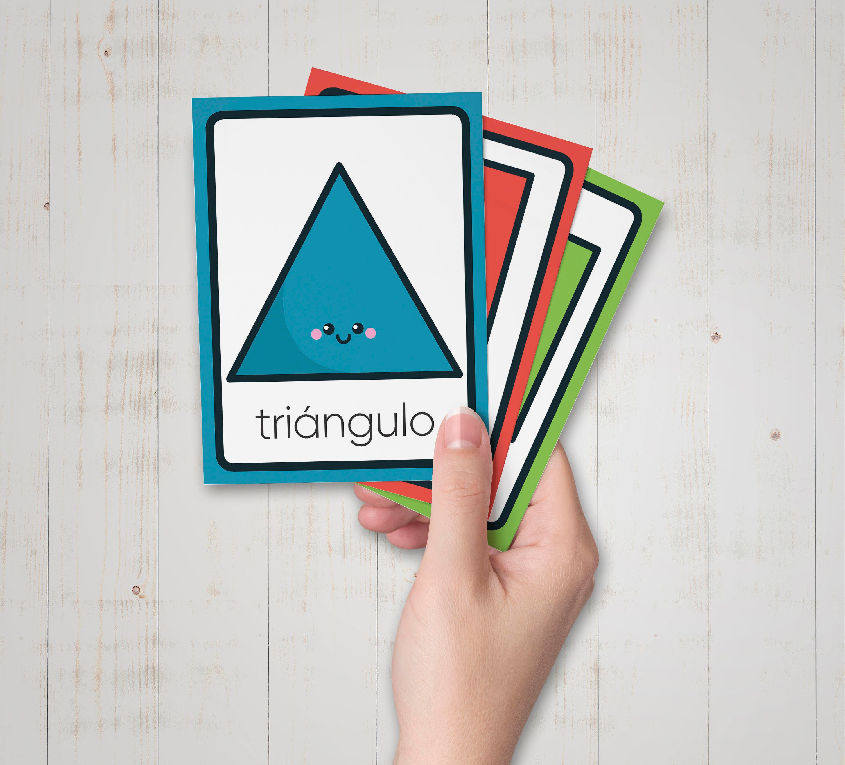 Spanish Educational Toy, Shapes Flash Cards for Preschool Learning ...