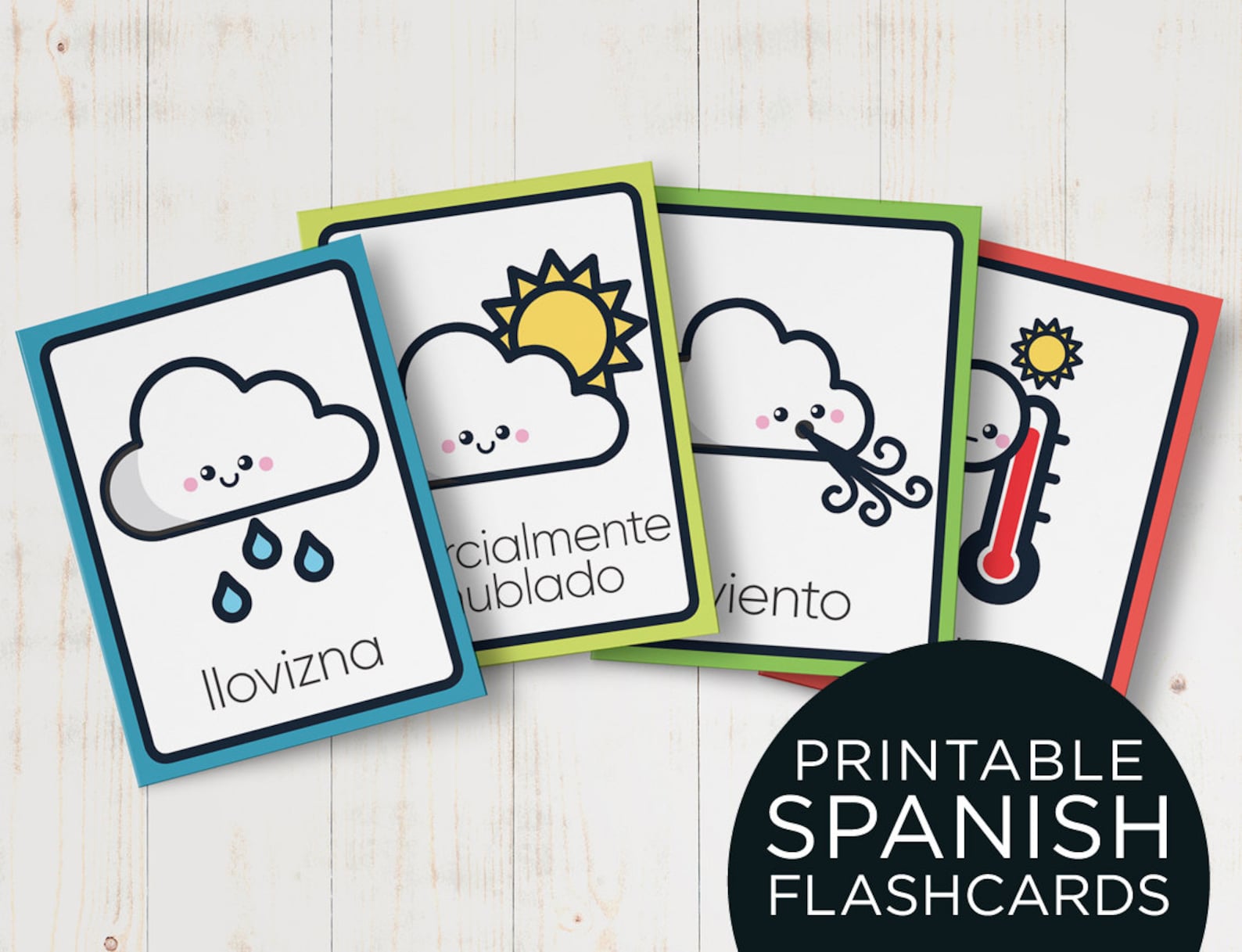 Weather Spanish Flashcards for Kids - Print, Cut and Learn Spanish ...