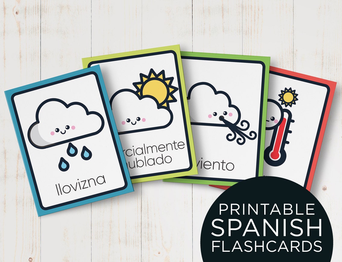 Weather Spanish Flashcards for Kids - Print, Cut and Learn Spanish ...