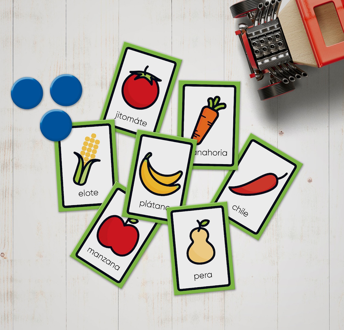 Juego de Loteria para aprender los nombres de frutas y verduras en ...